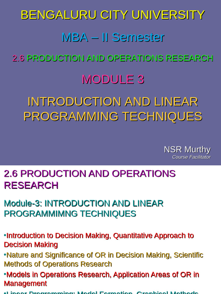 Introduction and Linear Programming Techniques | PDF | Linear Programming | Mathematical ...