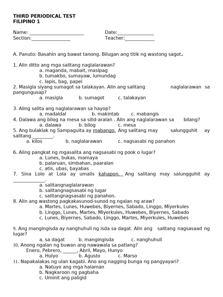 Third Periodical Test | PDF