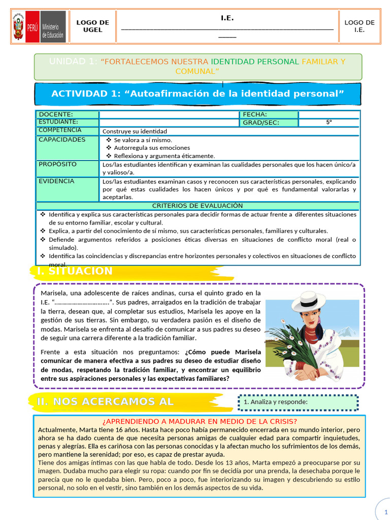 DPCC 5° - ACTIVIDAD DE APRENDIZAJE 01 | PDF | Felicidad | Motivacional