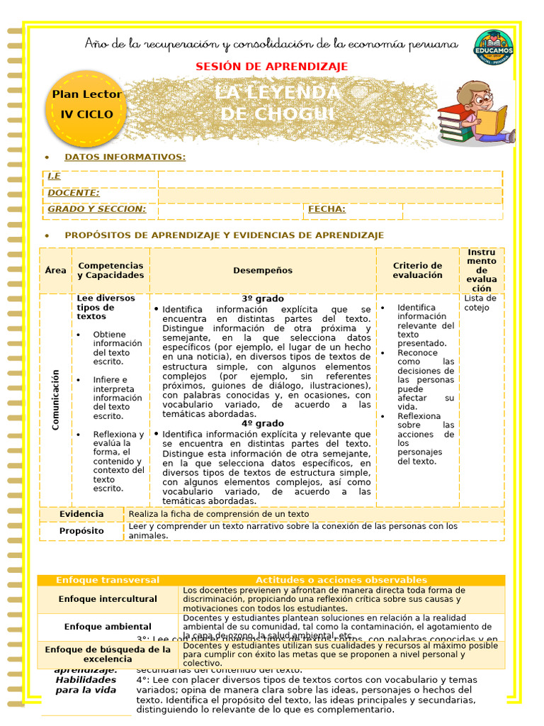 Comprensión de la Leyenda del Chogui | PDF | Enseñando | Aprendizaje