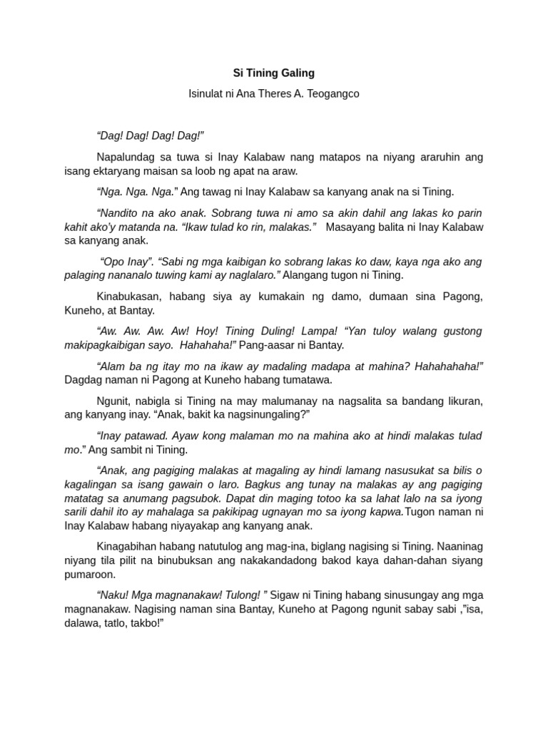 Si Tining Galing Ana Theres T Pdf