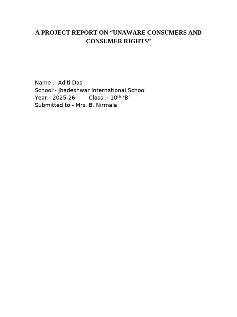 Consumer Rights Project Aditi Das | PDF