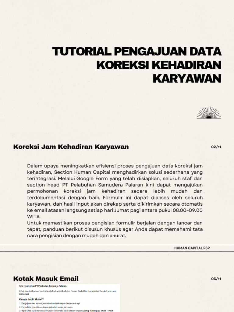 Panduan Pengajuan Data Koreksi Kehadiran Karyawan PSP | PDF