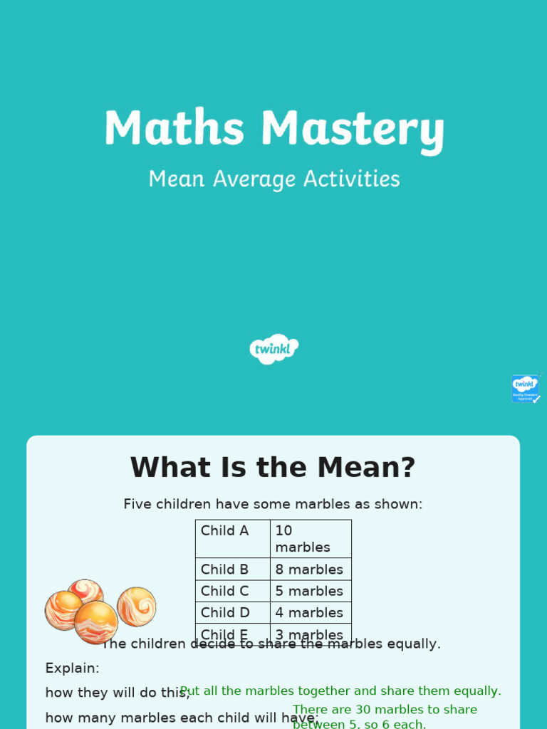 t2 M 2154 Year 6 Mean Average Maths Mastery Activities Powerpoint Ver 2 ...