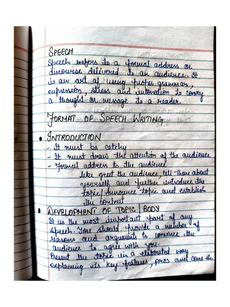 Speech Writing Class 11 | PDF