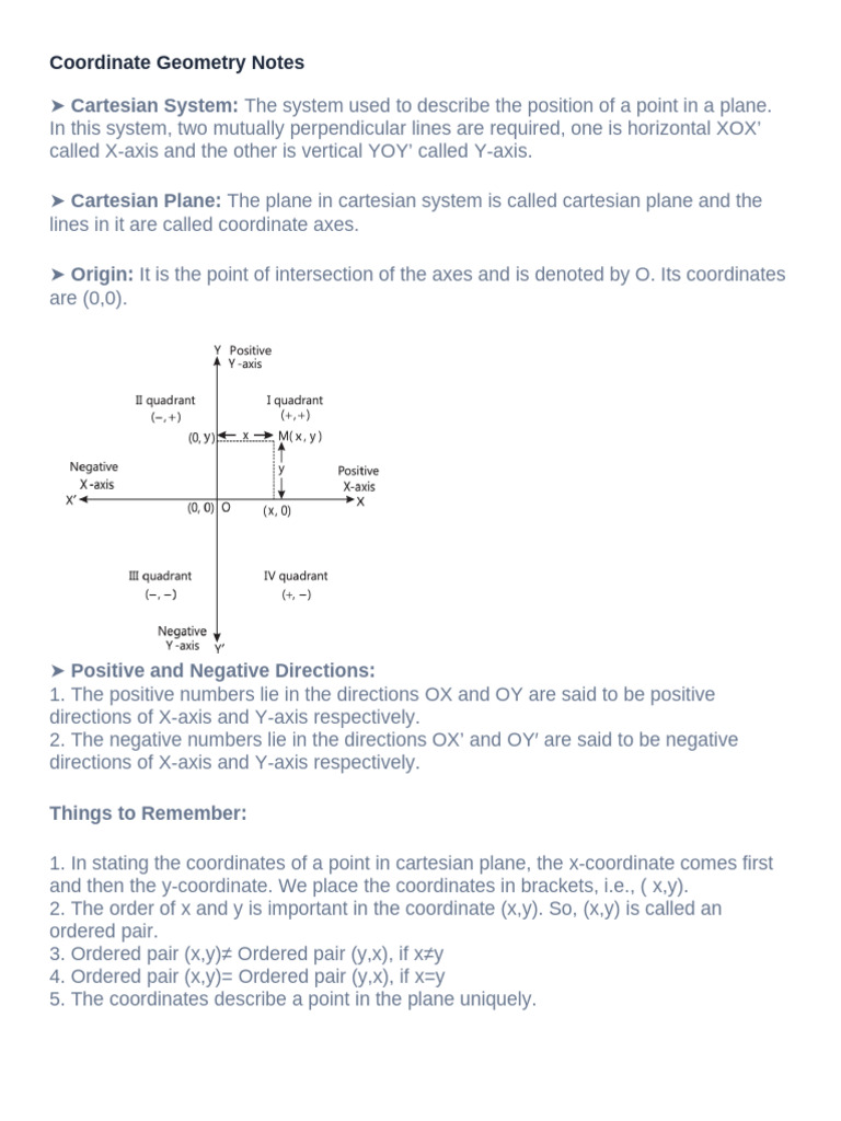 Coordinate Geometry Notes | PDF