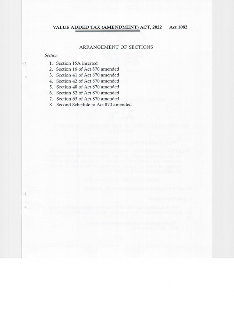 Ghana VAT Amendment Act 2022 Summary | PDF | Taxes | Telecommunications