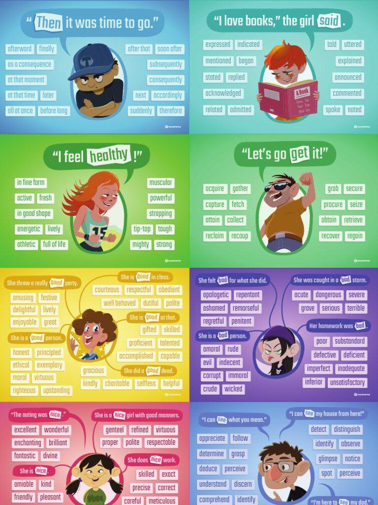 1 Synonyms Printable Flashcards Color | PDF
