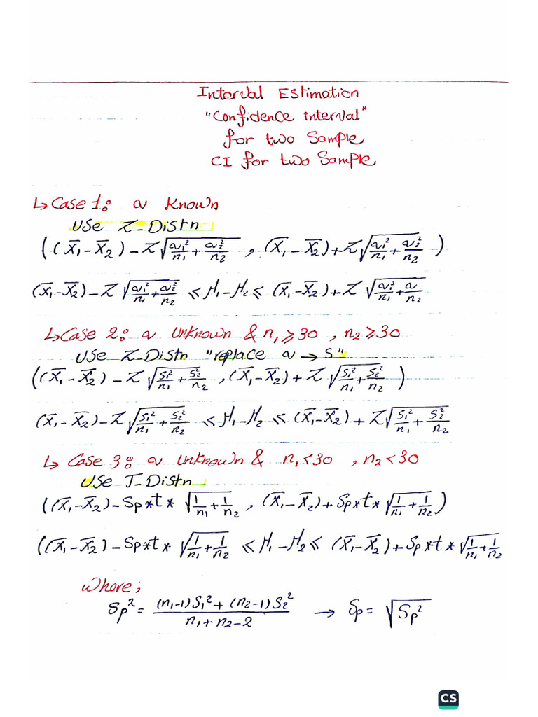 Confidence Interval Two Sample | PDF
