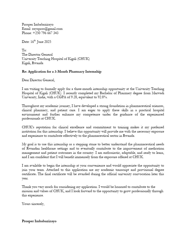 Application Letter Prosper | PDF