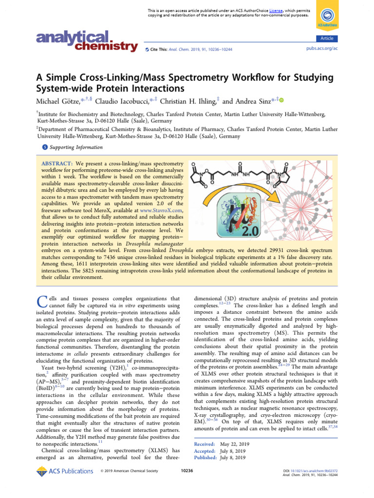 Cross-Linking Mass Spectrometry Workflow | PDF | Proteins | Ribosome