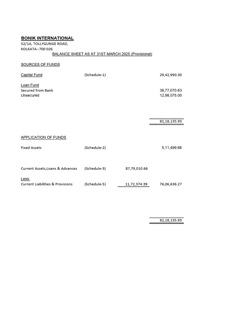 Provisional Balance Sheet 2024-25 | PDF | Expense | Depreciation