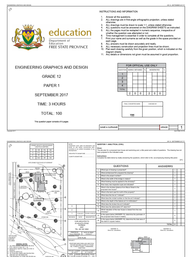 Sept 2017 GR 12 Eng P1 Question Paper | PDF | Technical Drawing