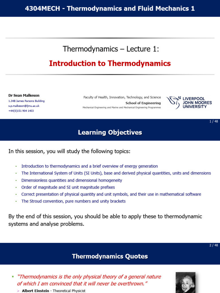 2025 Thermo L1 Quantities SI Units and Dimensions | PDF | International System Of Units ...