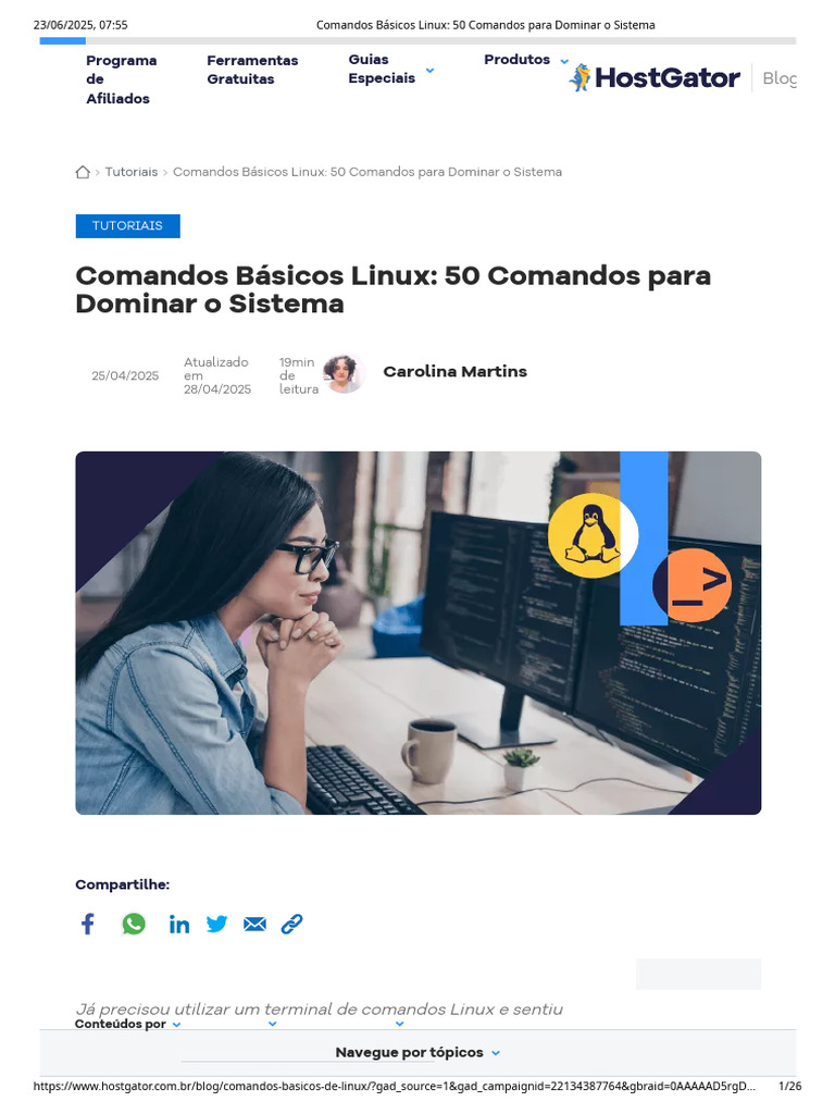 Comandos Básicos Linux - 50 Comandos para Dominar o Sistema | PDF | Linux | Arquivo de texto