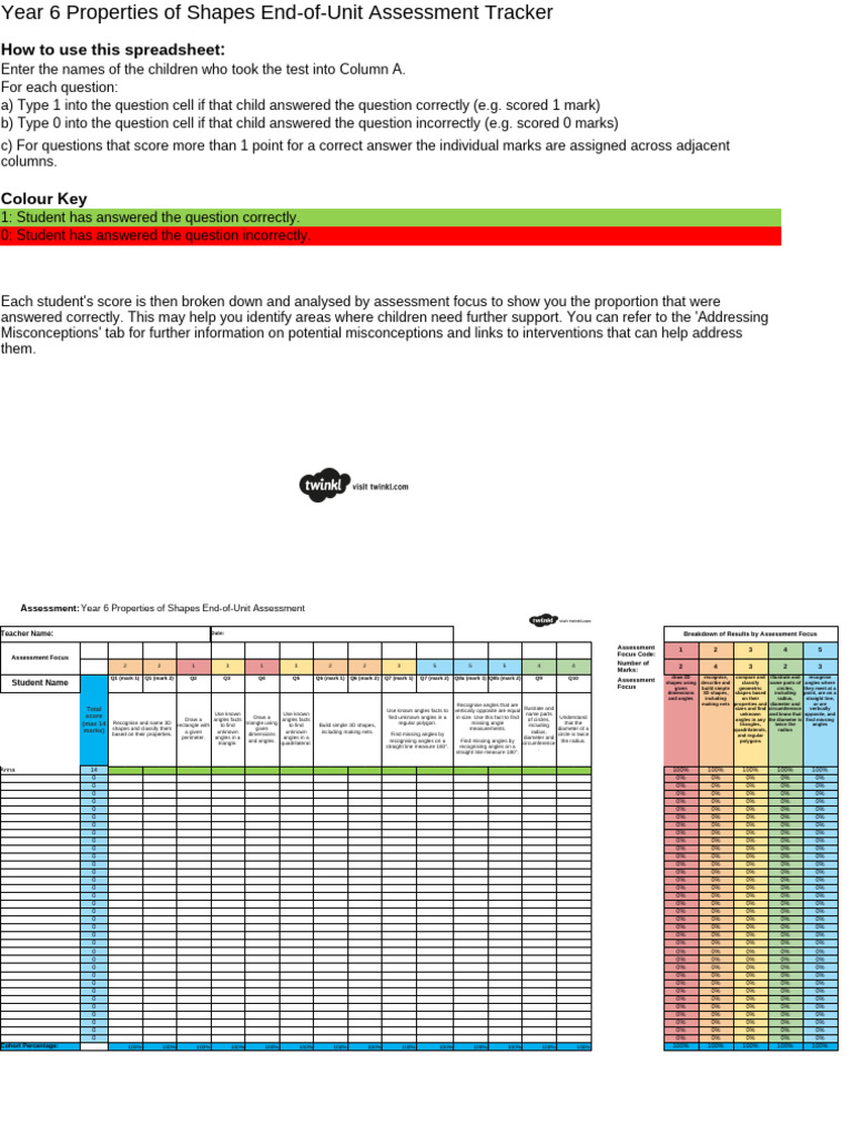 Year 6 Properties of Shapes End-Of-Unit Assessment Tracker | PDF ...