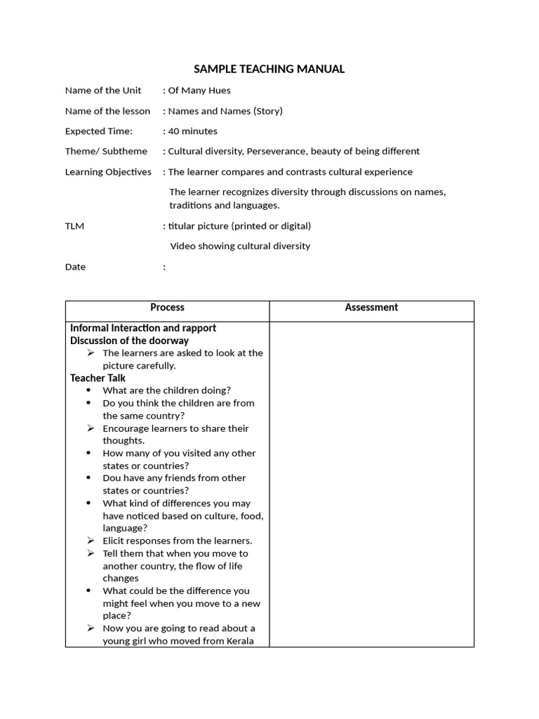 Sample Teaching Manual of Many Hues | PDF | Learning | Applied Linguistics