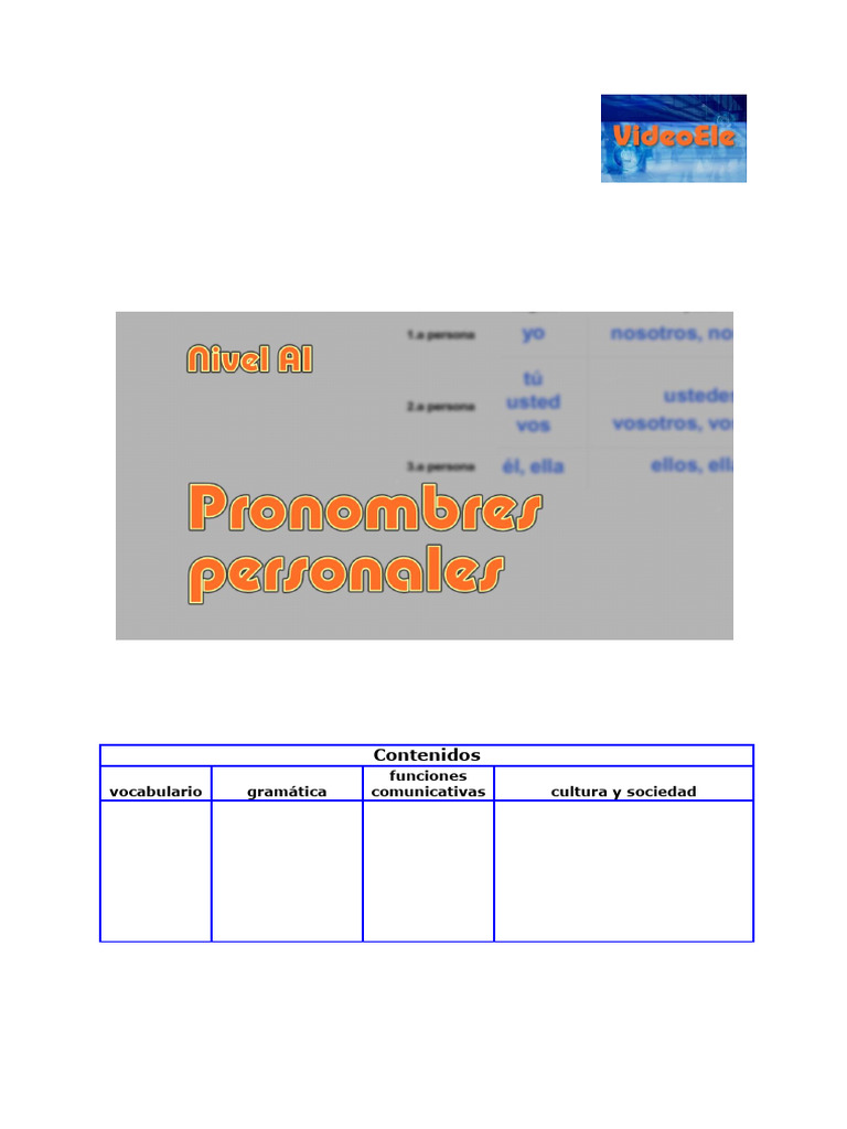 Pronombres personales en español | PDF | Verbo | Pronombre