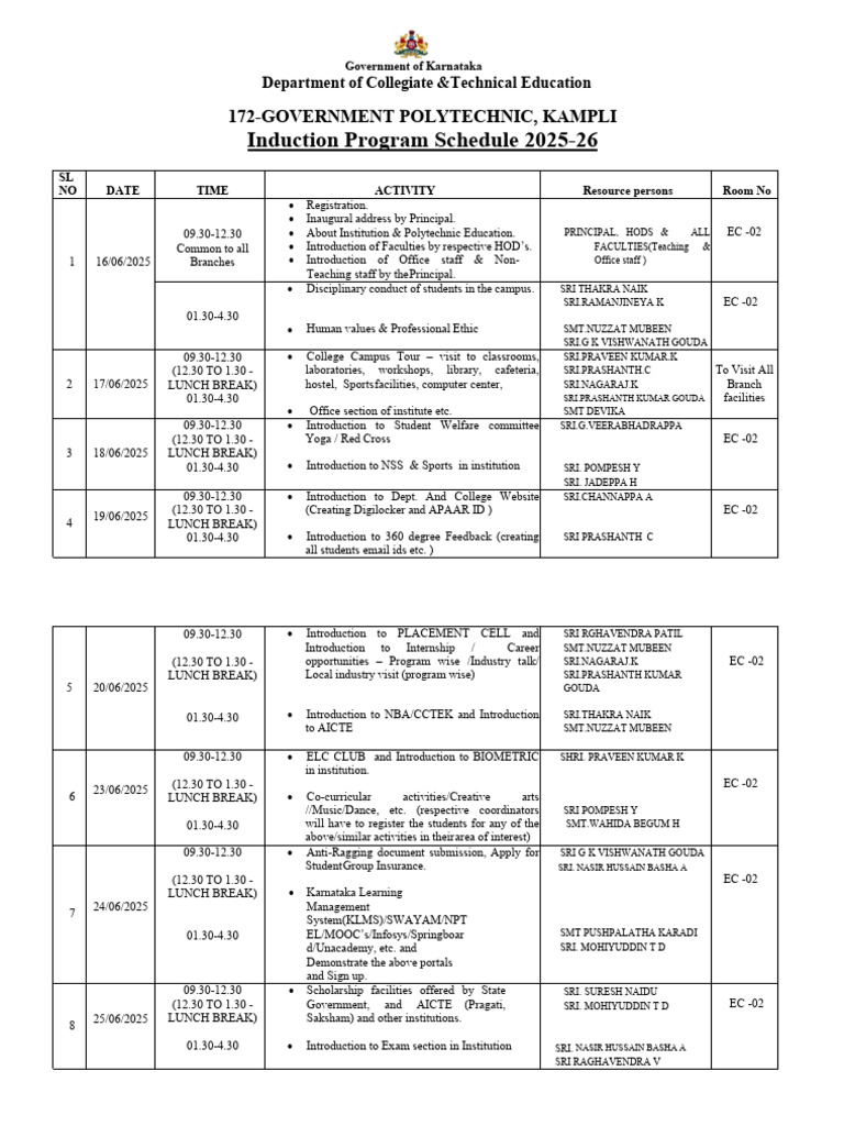 INDUCTION PROGRAM 2025 FINAL | PDF
