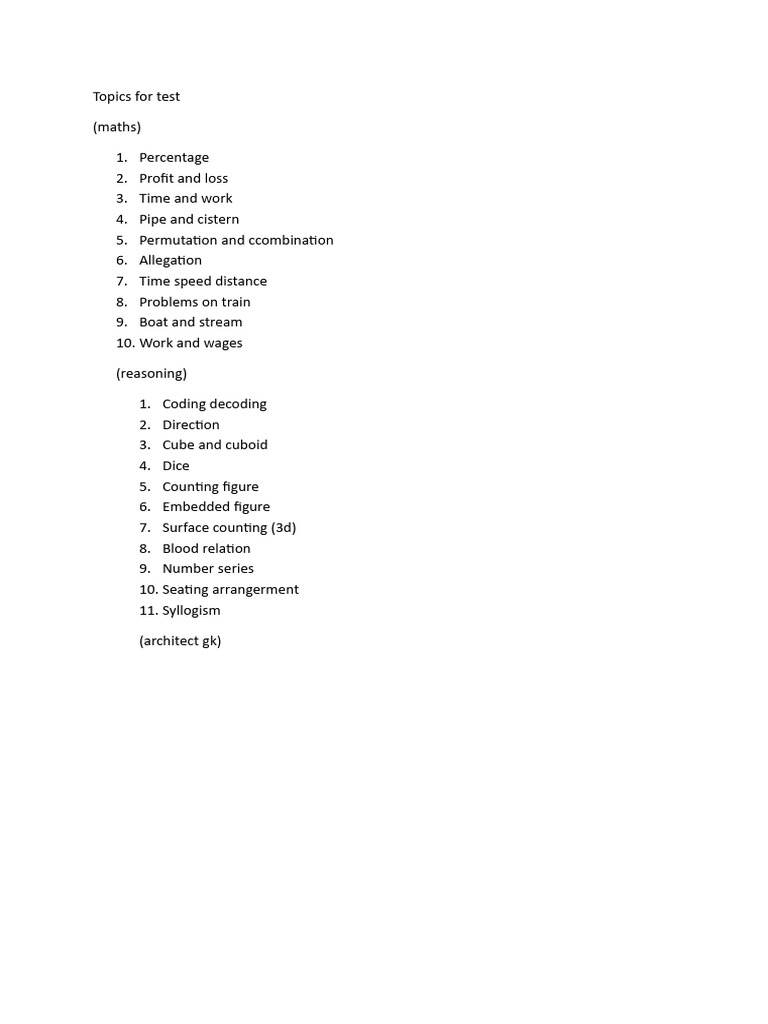 Nata Test Topic | PDF