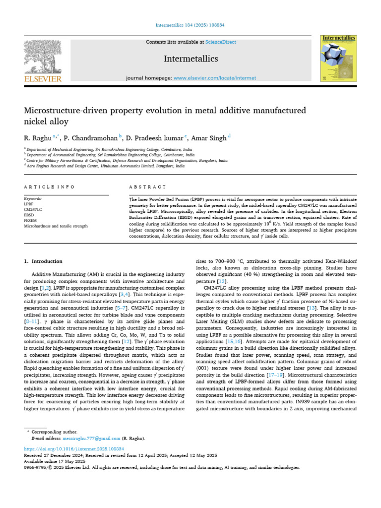 2025-Intermetallics-Elsevier | PDF | Applied And Interdisciplinary Physics | Building Engineering