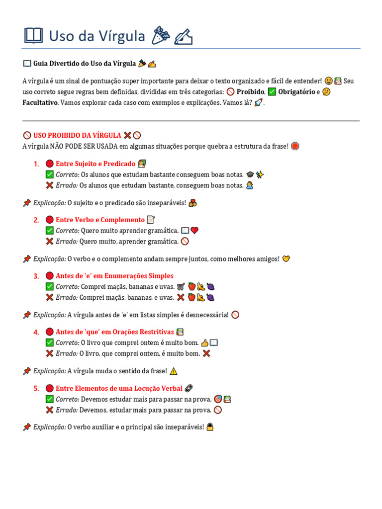 Guia Prático do Uso da Vírgula | PDF | Vírgula | Famílias linguísticas
