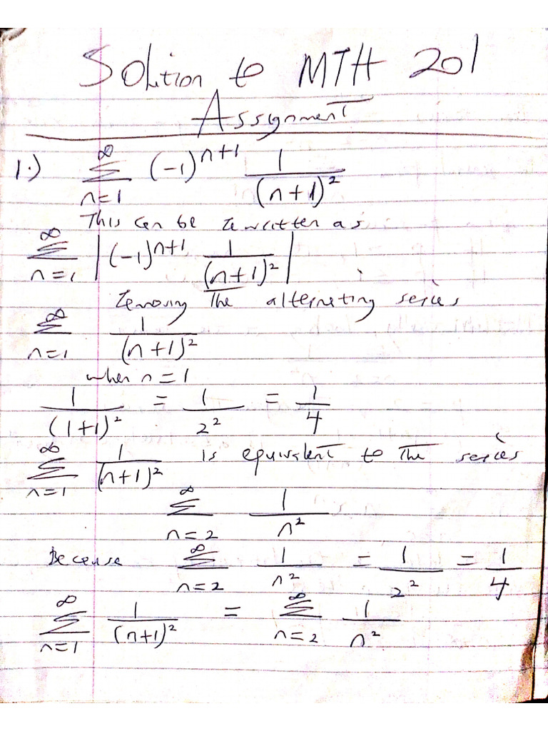 Mth 201 Assignment Solutions Compiled by Active Josh | PDF