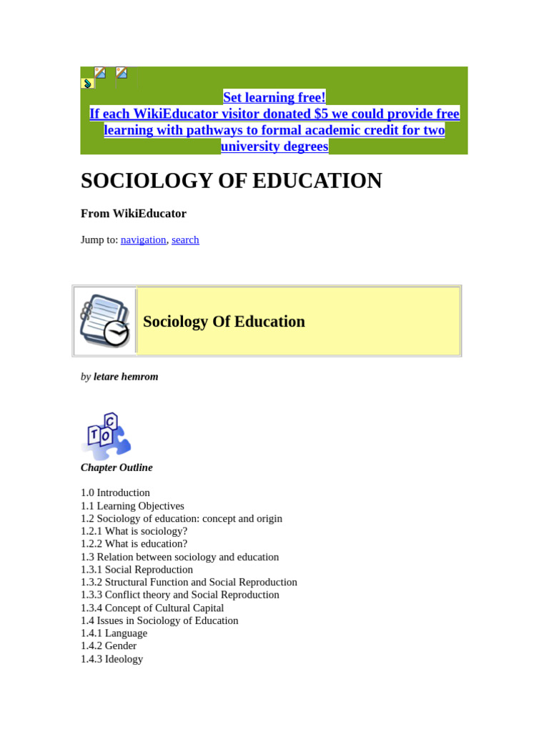 Sociology of Education | PDF | Sociology | Society