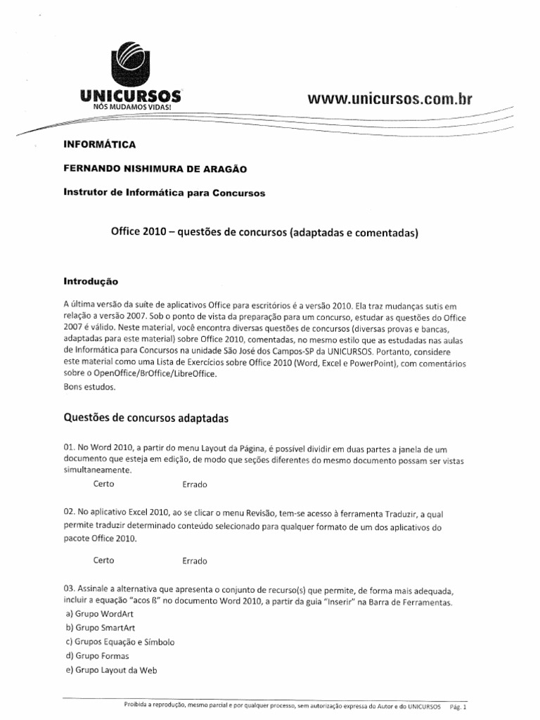 Informática 01 Nishimura TJSP | PDF