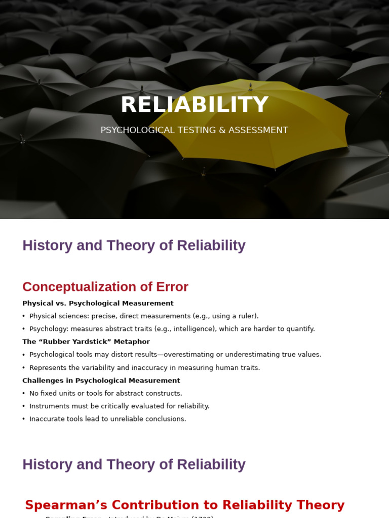 Psych Assessment Reliability | PDF | Cronbach's Alpha | Statistical ...