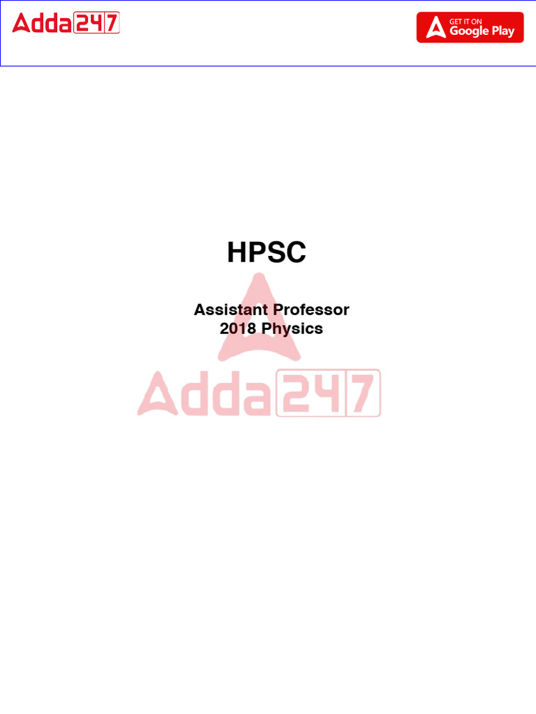 HPSC Assistant Professor 2018 Physics English | PDF | Physics | Waves