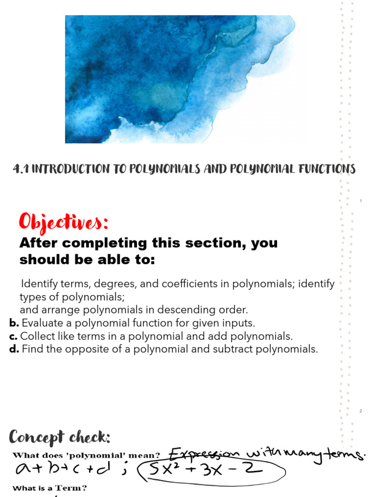 4.1 Introduction To Polynomials and Polynomial Functions Filled | PDF ...