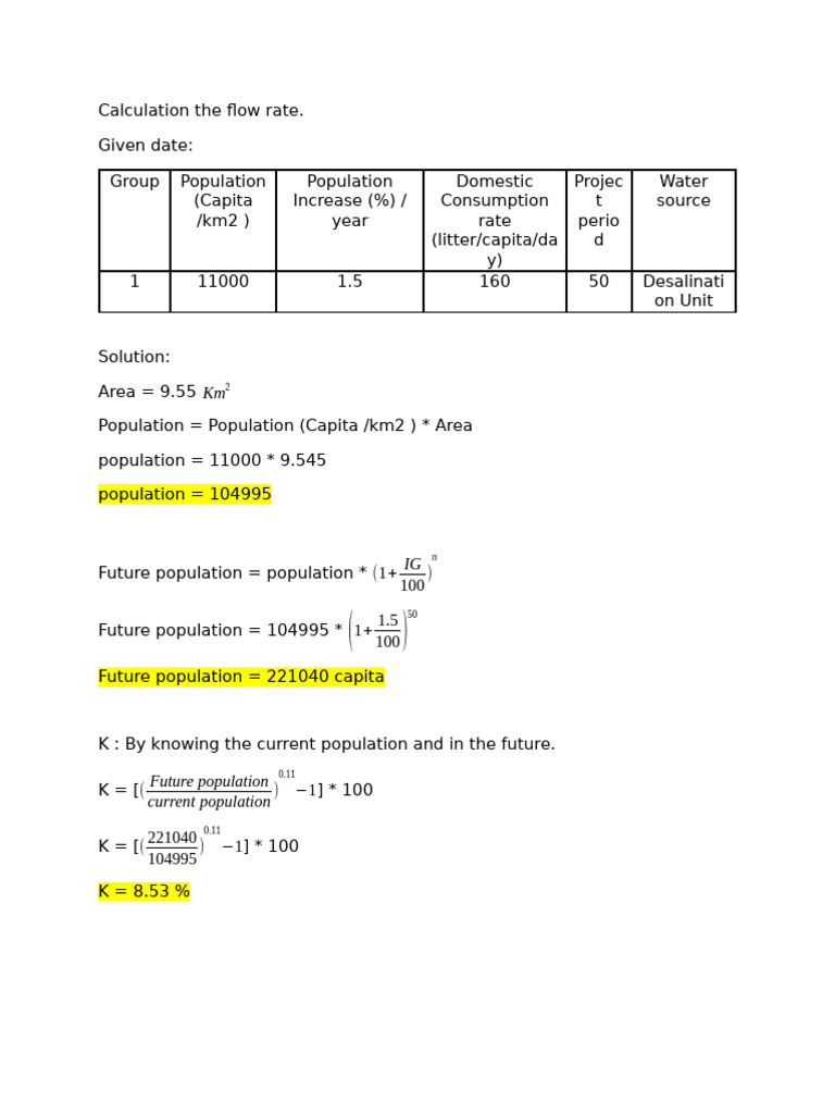 Flow Rate Calculation for Water Demand | PDF