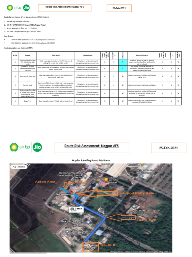 Nagpur AFS Route Risk Assessment | PDF | Risk | Airport
