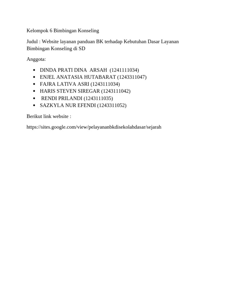 Website Kelompok 6 Bimbingan Konseling | PDF