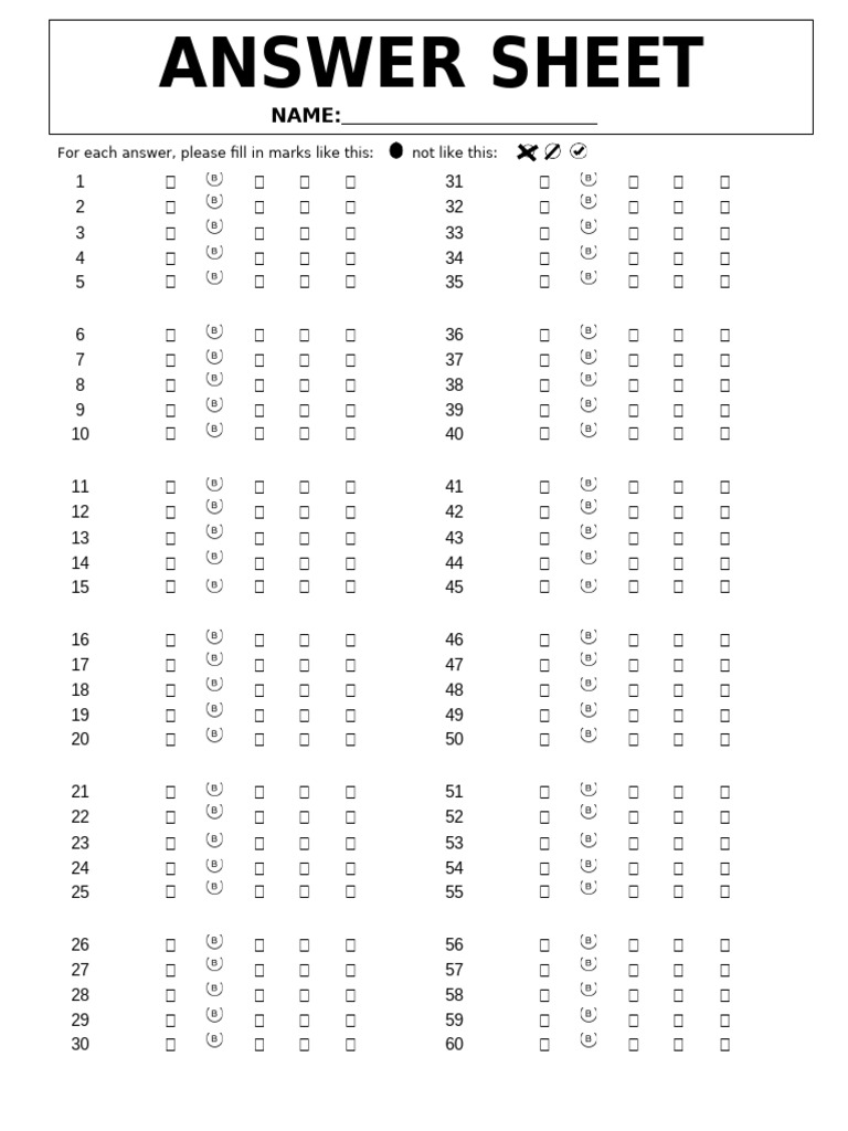 Sample Answer Sheet Template | PDF
