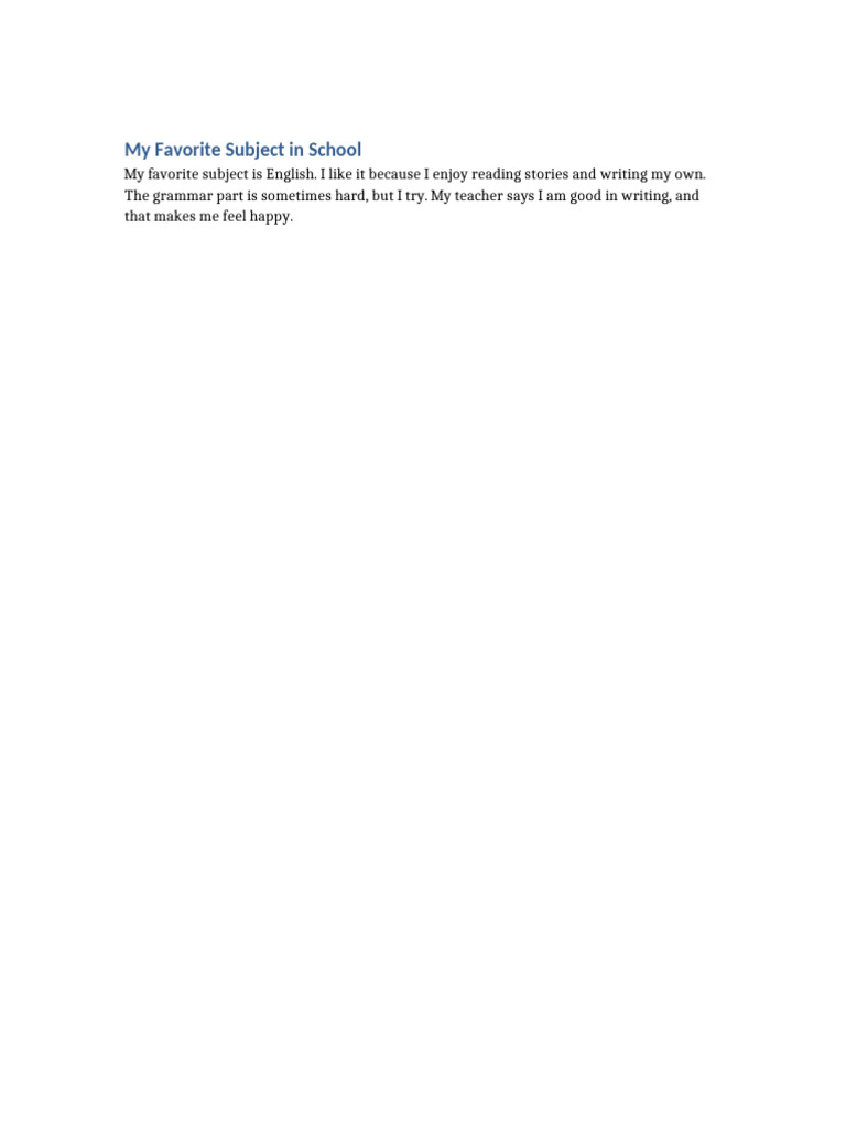 My Favorite Subject in School Personal | PDF