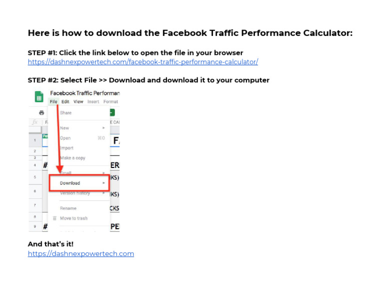 FB Traffic Calculator Dashnex | PDF