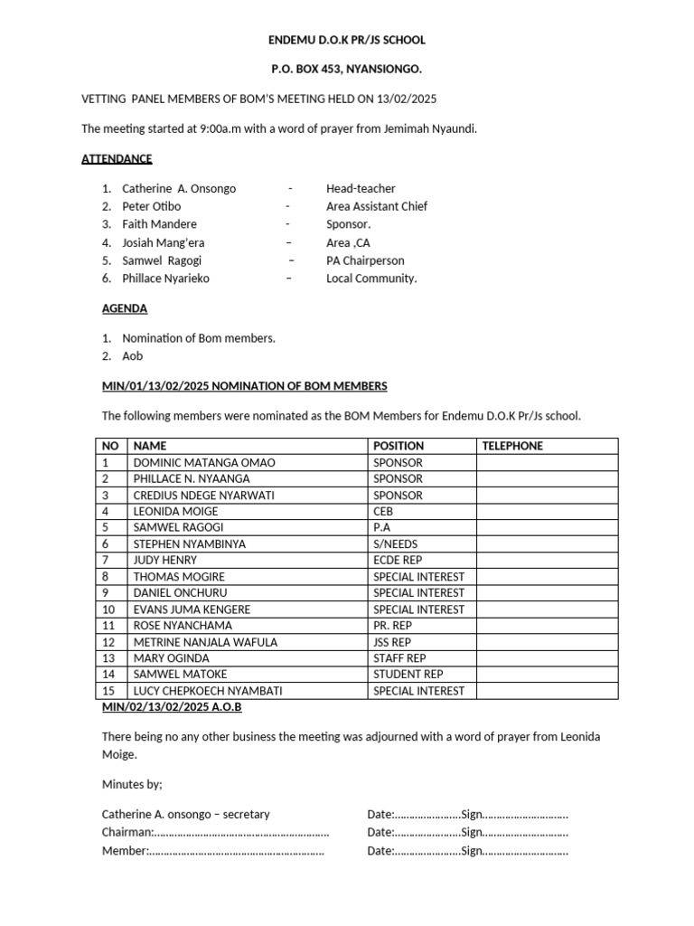 Bom Nomination List | PDF