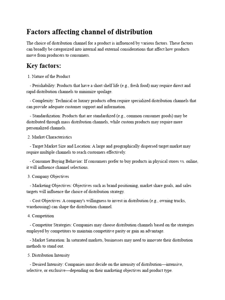 Factors Affecting Channel of Distribution | PDF | Brand | Market ...