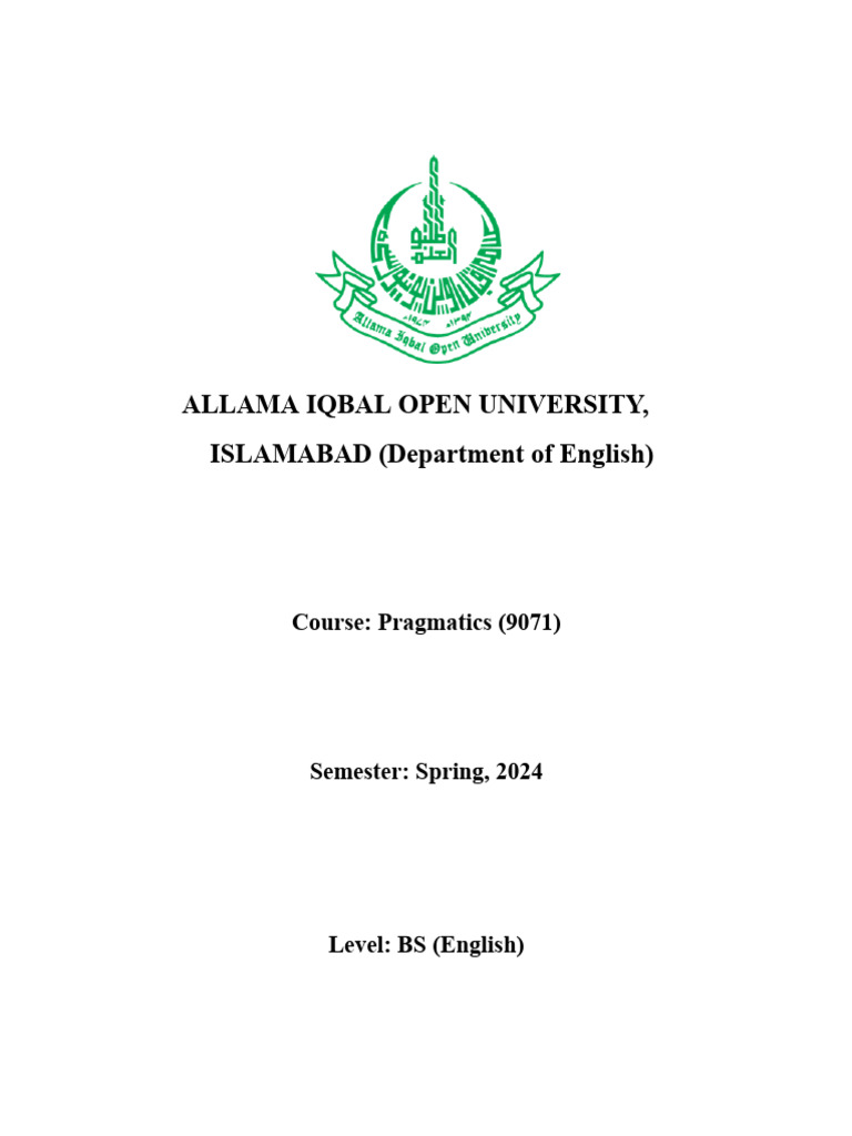 Pragmatics 9071 Assignment 1 | PDF | Semantics | Logical Consequence