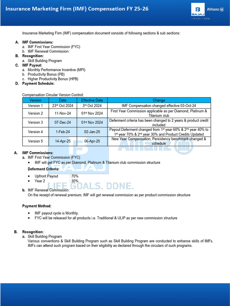 IMF Compensation Structure FY 25-26 | PDF | Insurance | Annual ...