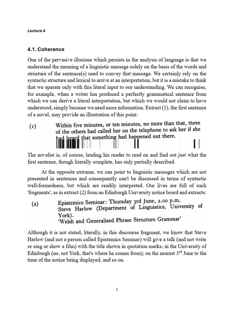 4.1. Coherence | PDF | Schema (Psychology) | Semantics