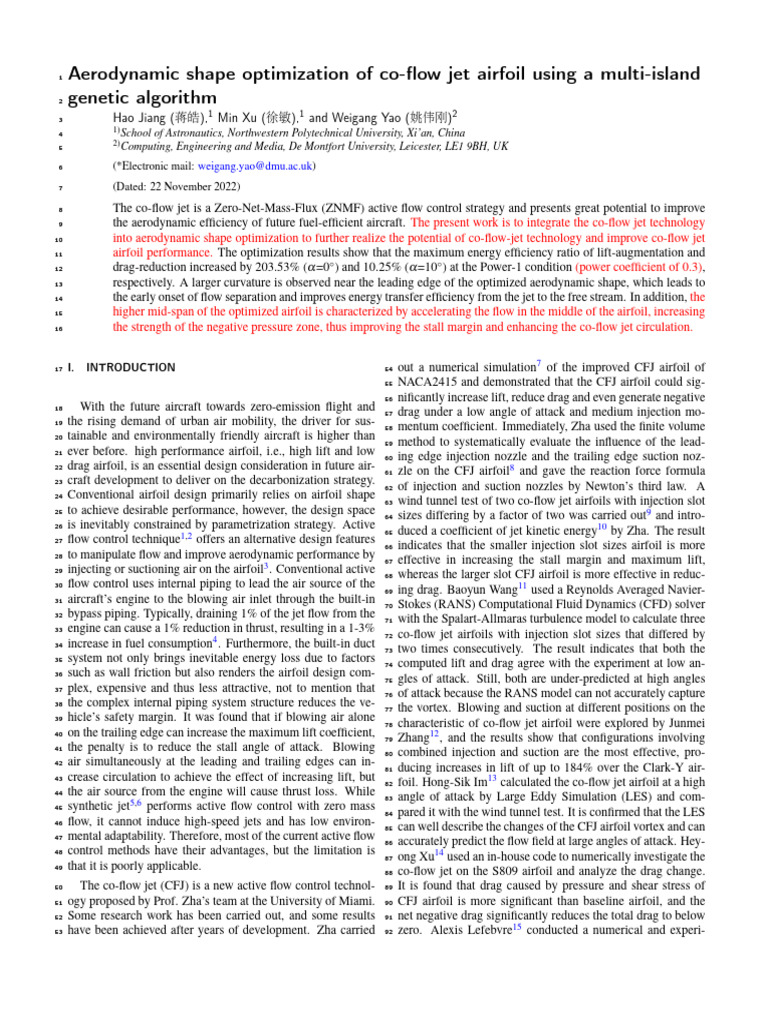 Aerodynamic Shape Optimization of Co Flow Jet Airfoil Using 2avndf6j ...