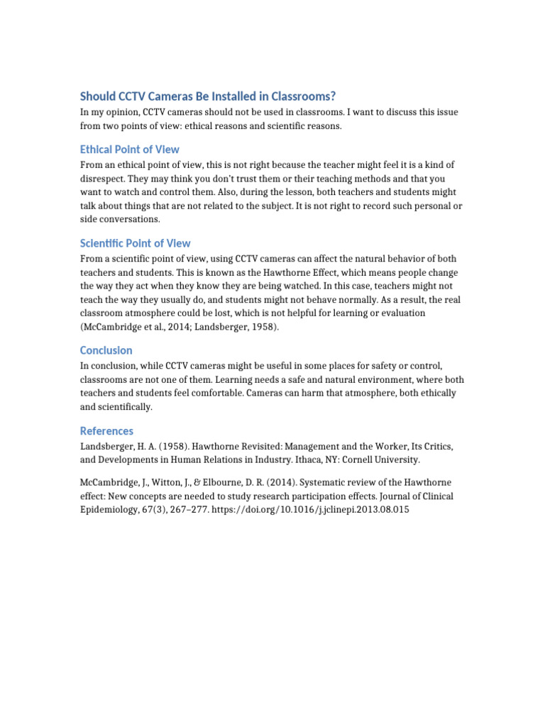 Ethical Concerns of Classroom CCTV | PDF
