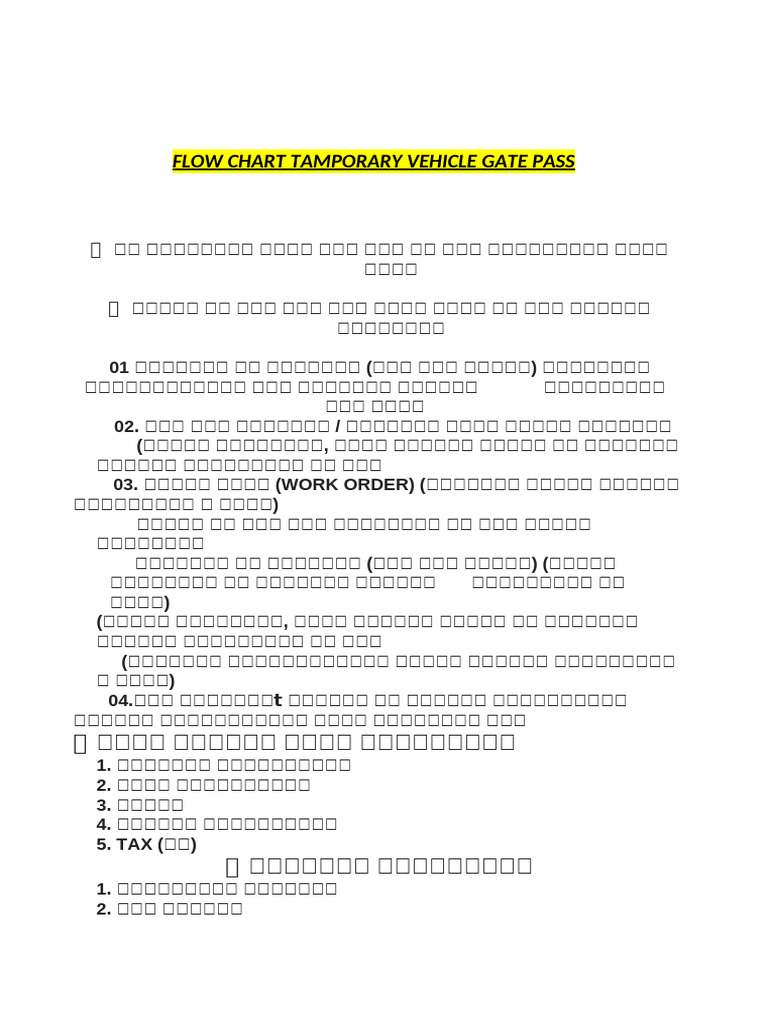 Flow Chart Tamporary Gate Pass 01 | PDF
