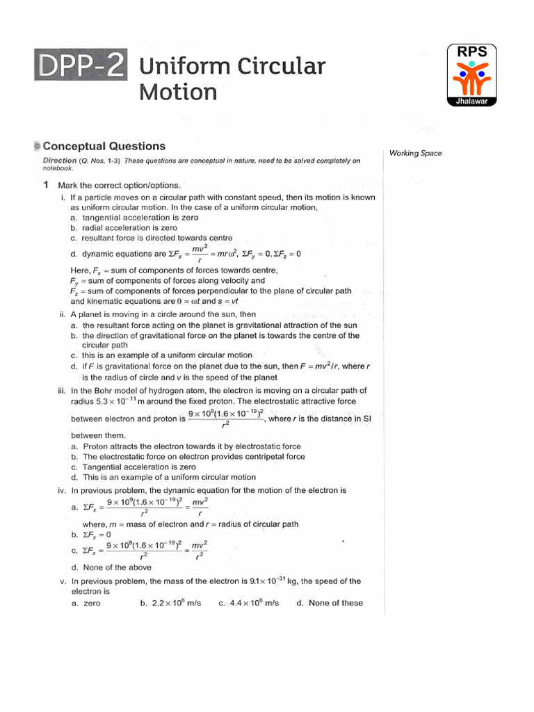 DPP 2 - Uniform Circular Motion | PDF
