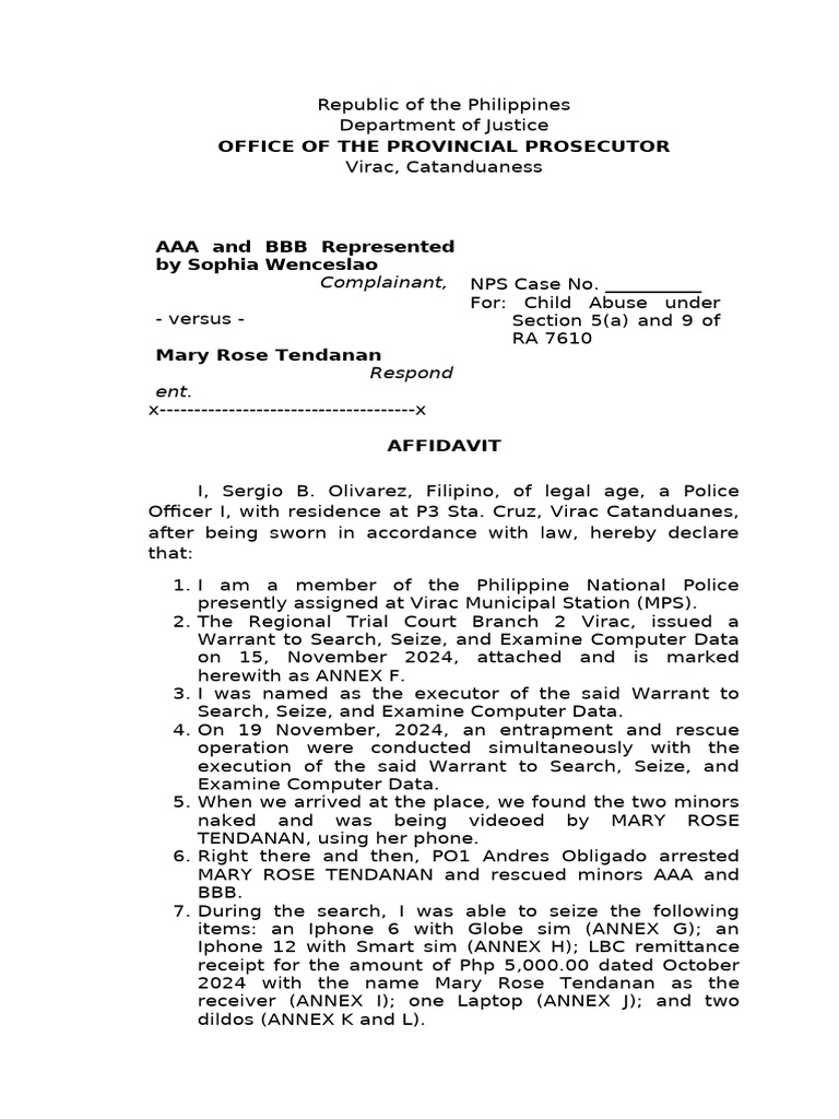 2.3 Affidavit Executor of Search Warrant | PDF | Affidavit | Legal ...