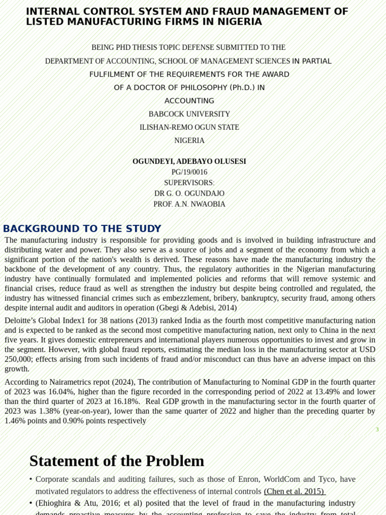 Internal Control & Fraud in Nigeria Manufacturing | PDF | Internal ...