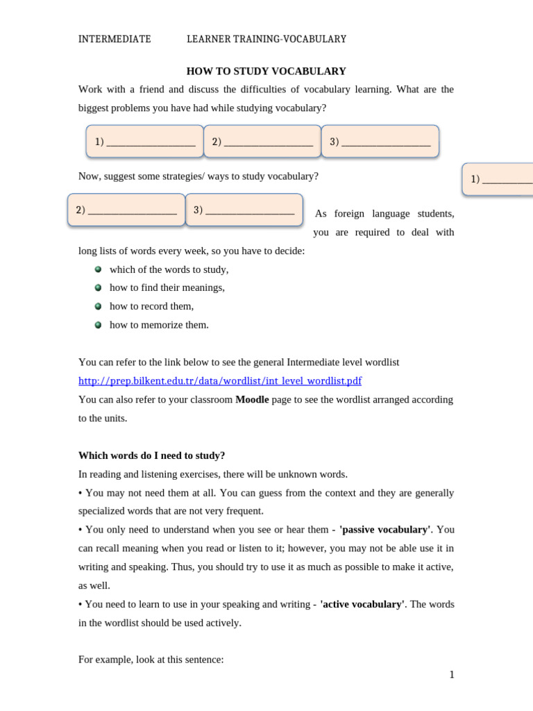Vocabulary Study Strategies for Learners | PDF | Vocabulary | Part Of ...